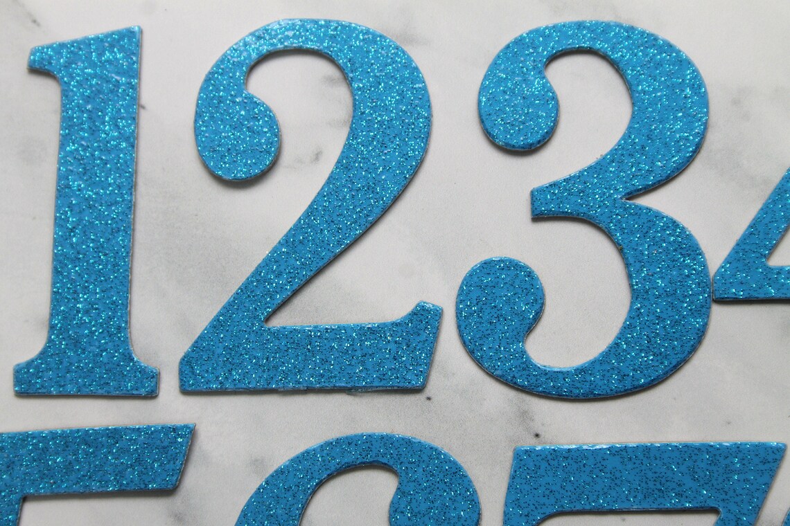 2 1/2 Turquoise Glitter Numbers Wedding Numbers 1-12 | Etsy