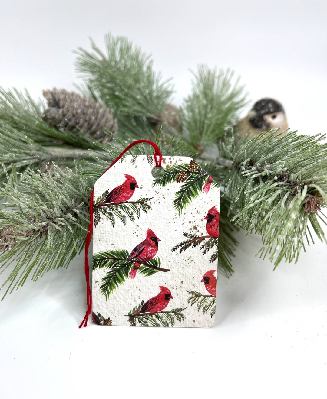 9 Cardinal Large Christmas Gift Tags Cardinal Bird & Pine - Etsy