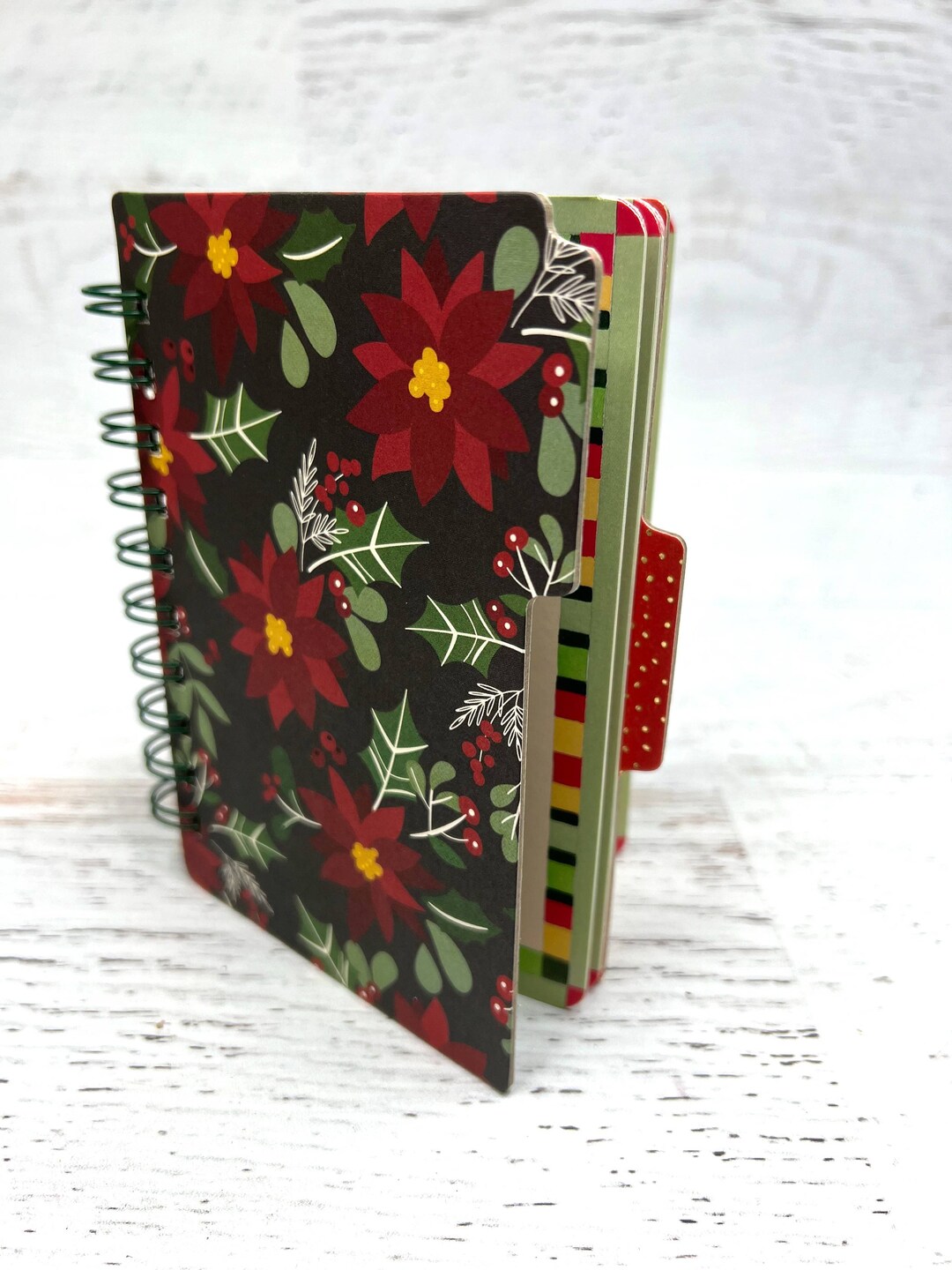Blank Recipe Album - Handmade 4" X 6" Poinsettia Christmas Album - 20 ...