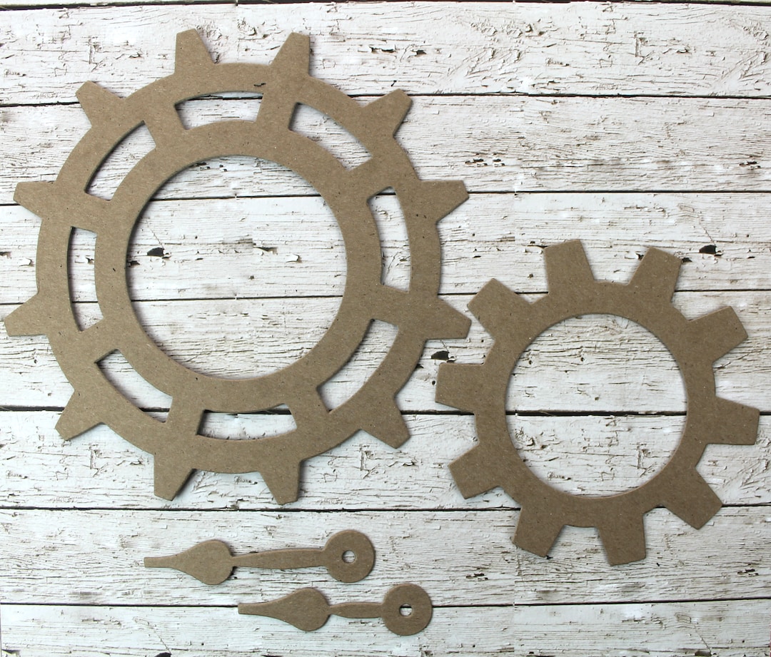 Cogs - Gears Bare Chipboard or Black Paper Die Cuts 4 7/8" and 7 1/4 ...