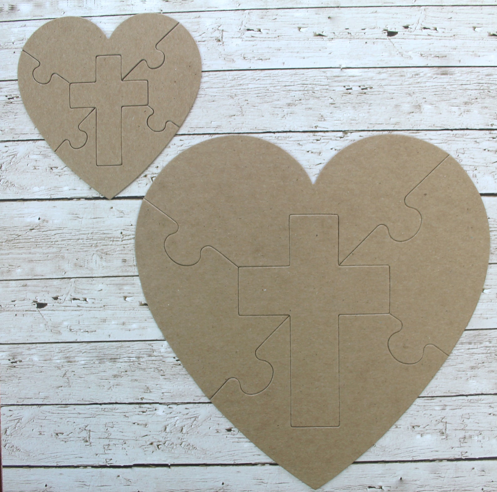 5 Piece Heart with Cross Jigsaw Puzzle Bare chipboard die | Etsy