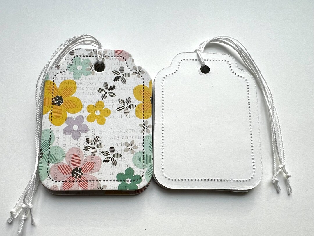 19 Floral Tags - Perforated Edge - Shabby Chic Flower Tags - 2 1/8" W X ...