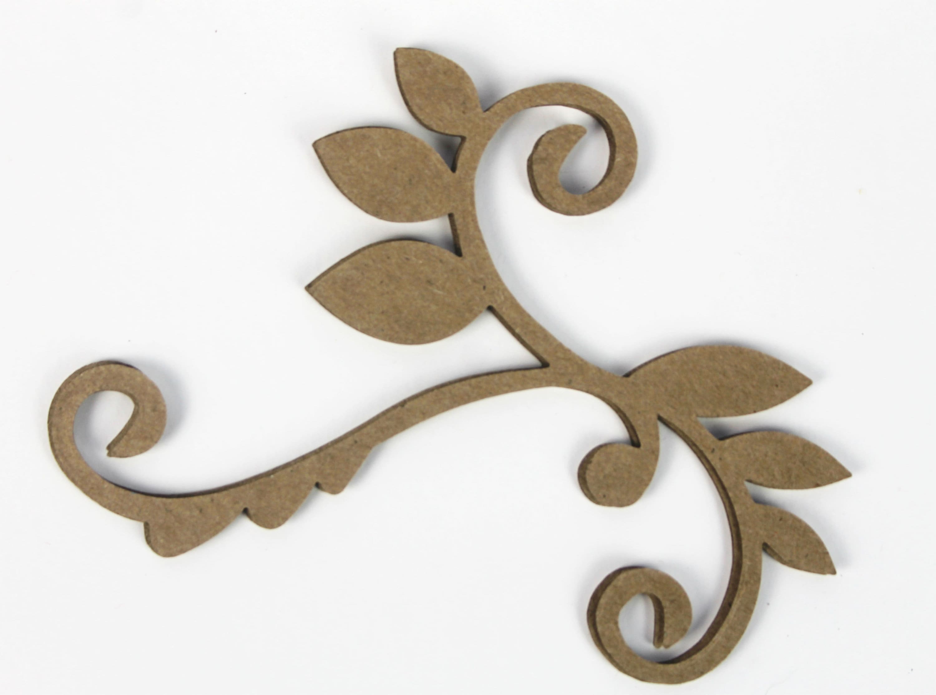 3 Flourish Chipboard Die Cuts - Leaf Scroll Flourish Die Cut - Large ...