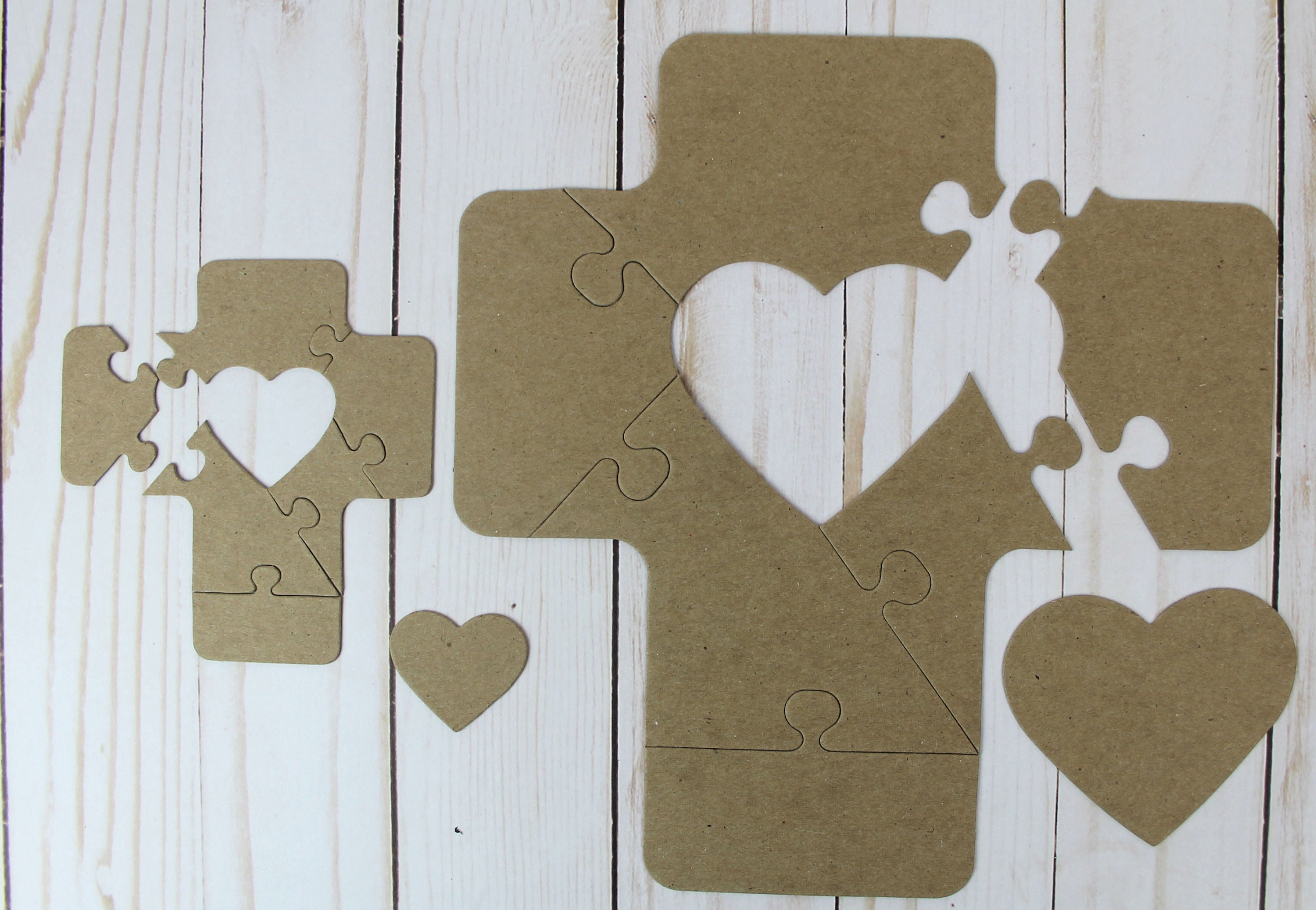 7 Piece Cross Shaped Jigsaw Puzzle W/heart Bare Chipboard Die Cuts ...