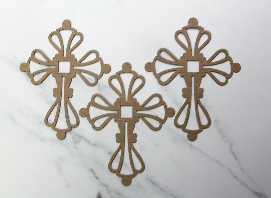 3 Large Filigree Cross Bare Chipboard Die Cuts - Religious Die Cuts ...