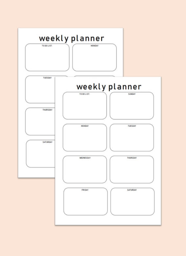 Simple Weekly Planner Printable, Week Agenda, Week to Do List - Etsy