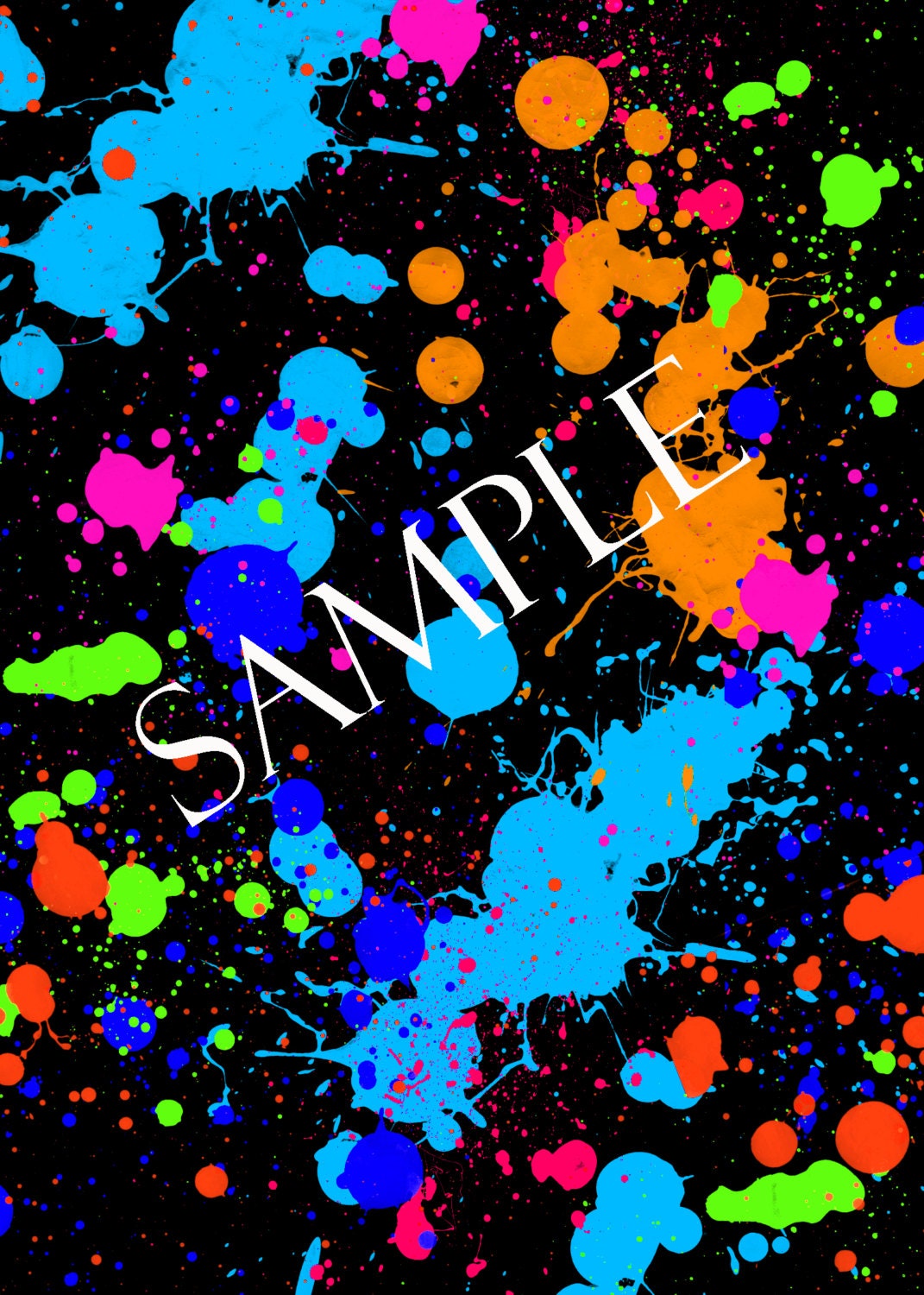 Digital Download Neon Paint Splatter Background Paper, Scrap Booking ...