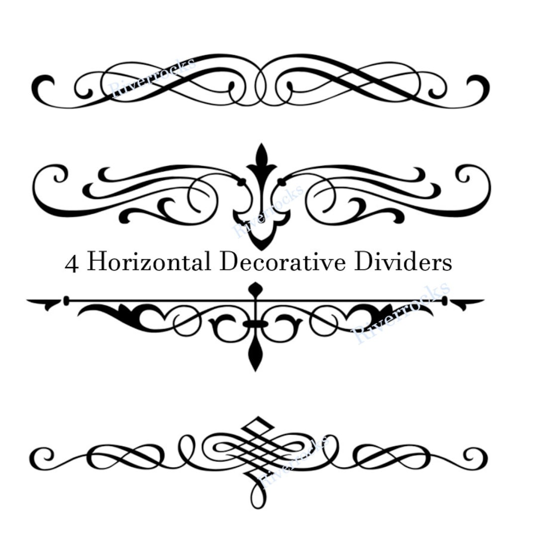 Decorative PNG Black Scroll Dividers Accents Filigree Digital Download ...