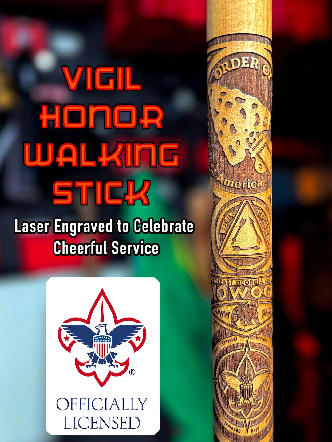 Custom Walking Stick for Vigil Honor Order of the Arrow, Court of Honor ...