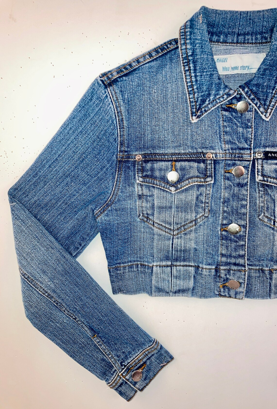 Angel Denim Jacket With Silver Buttons and Two Front Chest Pockets ...