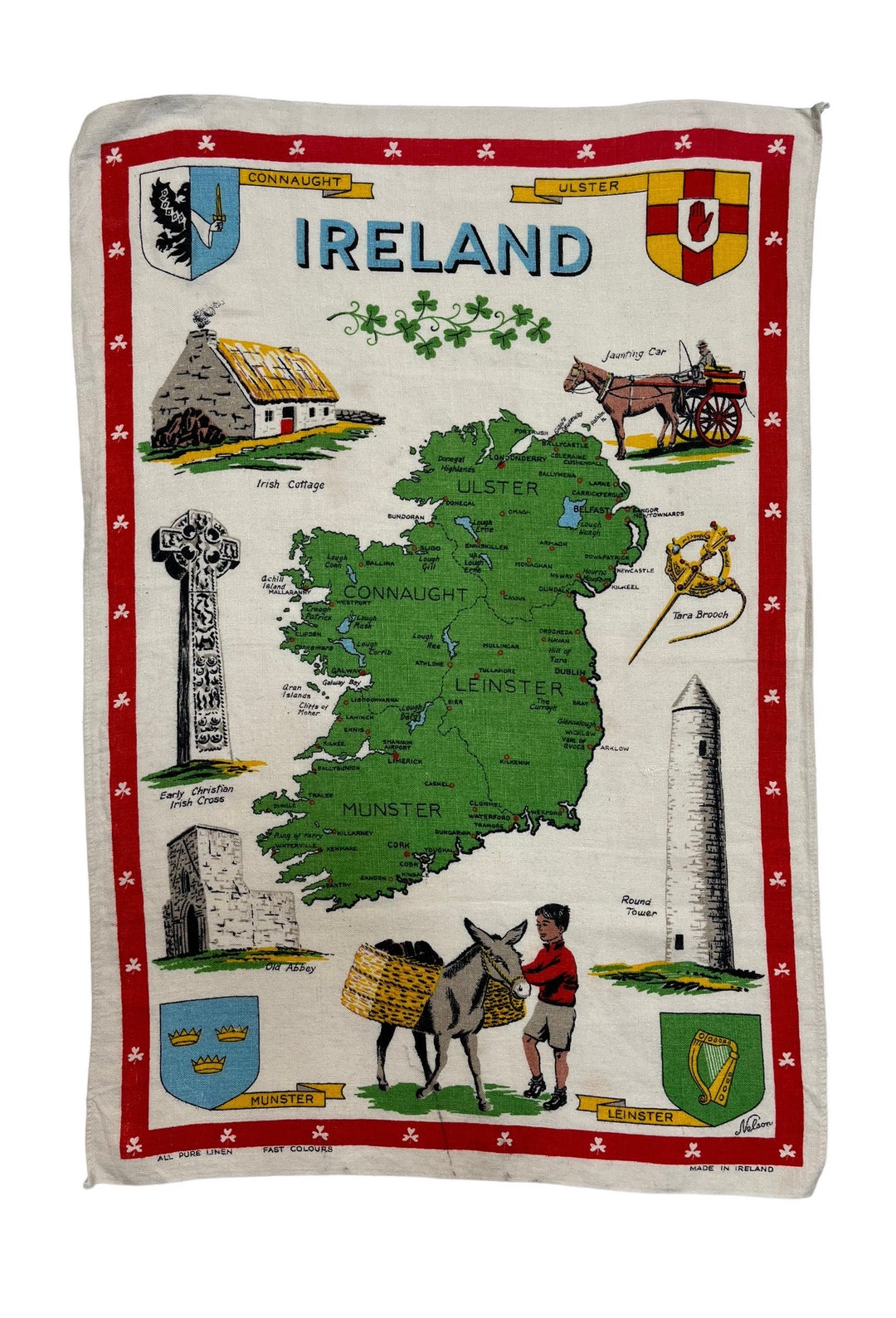 Vintage Ireland Map Tea Towel - Etsy