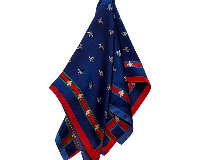 Vintage Blue & Red Buzzing Bee Scarf - Etsy