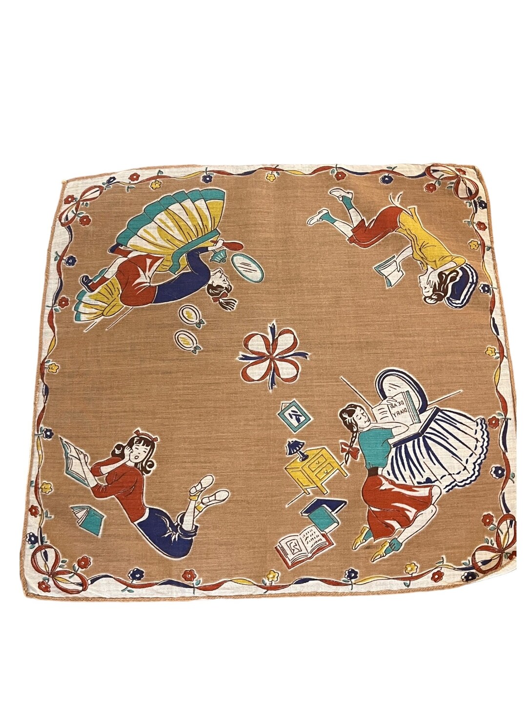 Vintage Girls Hobbies Handkerchief - Vintage Printed Hankie - Etsy
