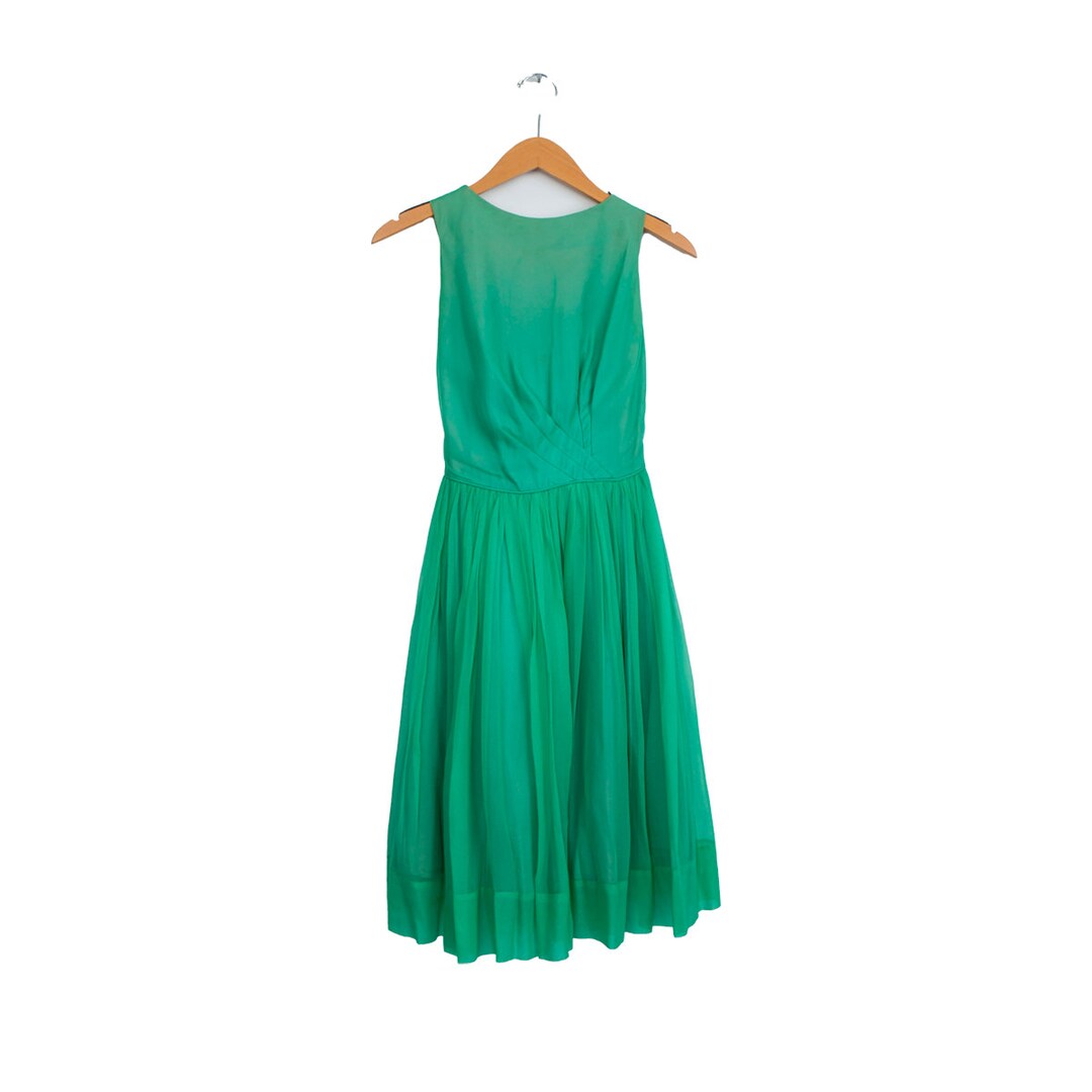 Vintage 1950's Chiffon Party Dress: Kelly Green Prom Dress - Etsy
