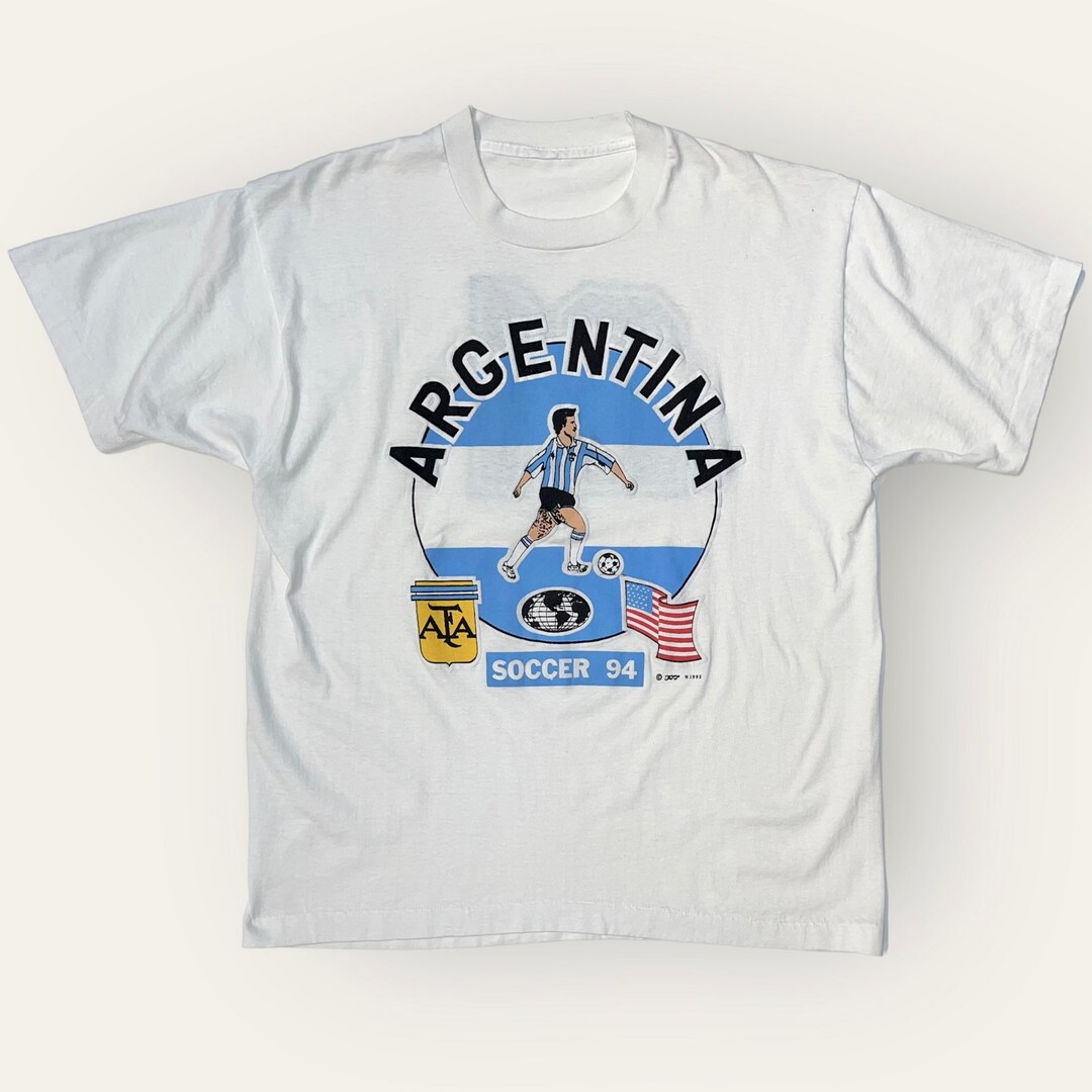 Argentina Soccer Puff Paint Tee Featuring Alejandro Mancuso - Etsy