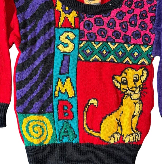 1990s Simba - The Lion King Color Block Pattern Crew … - Gem