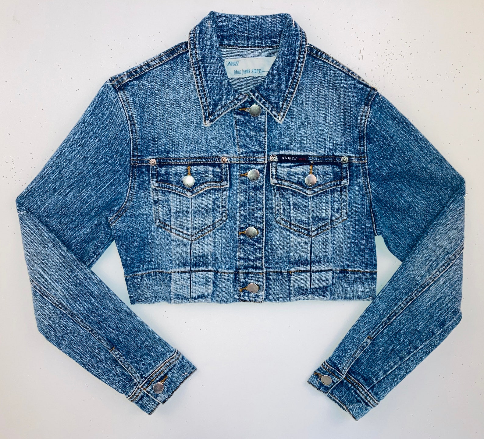 Angel Denim Jacket With Silver Buttons and Two Front Chest Pockets ...