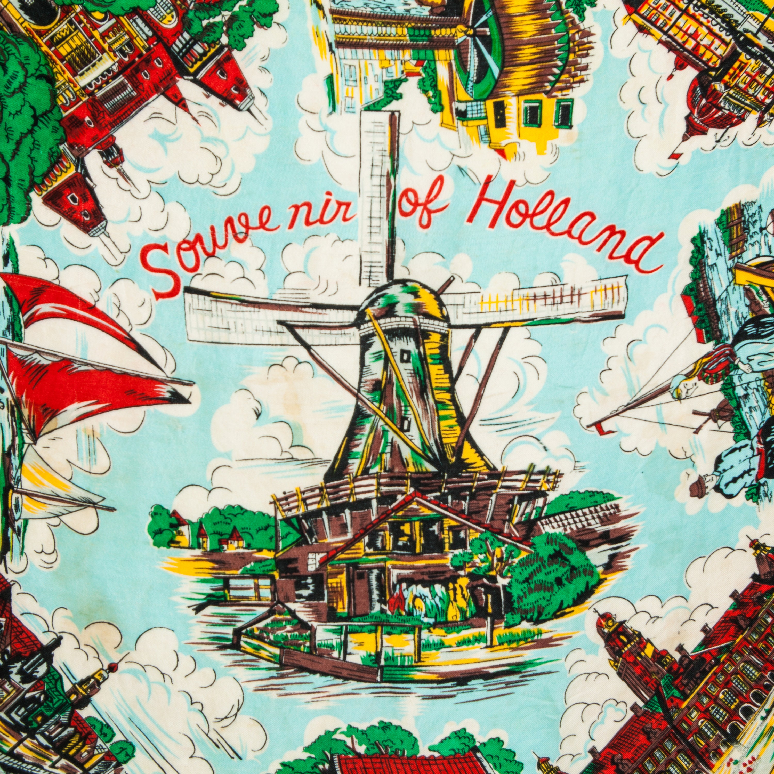 Vintage Holland Windmill Print Tourism Scarf - Etsy