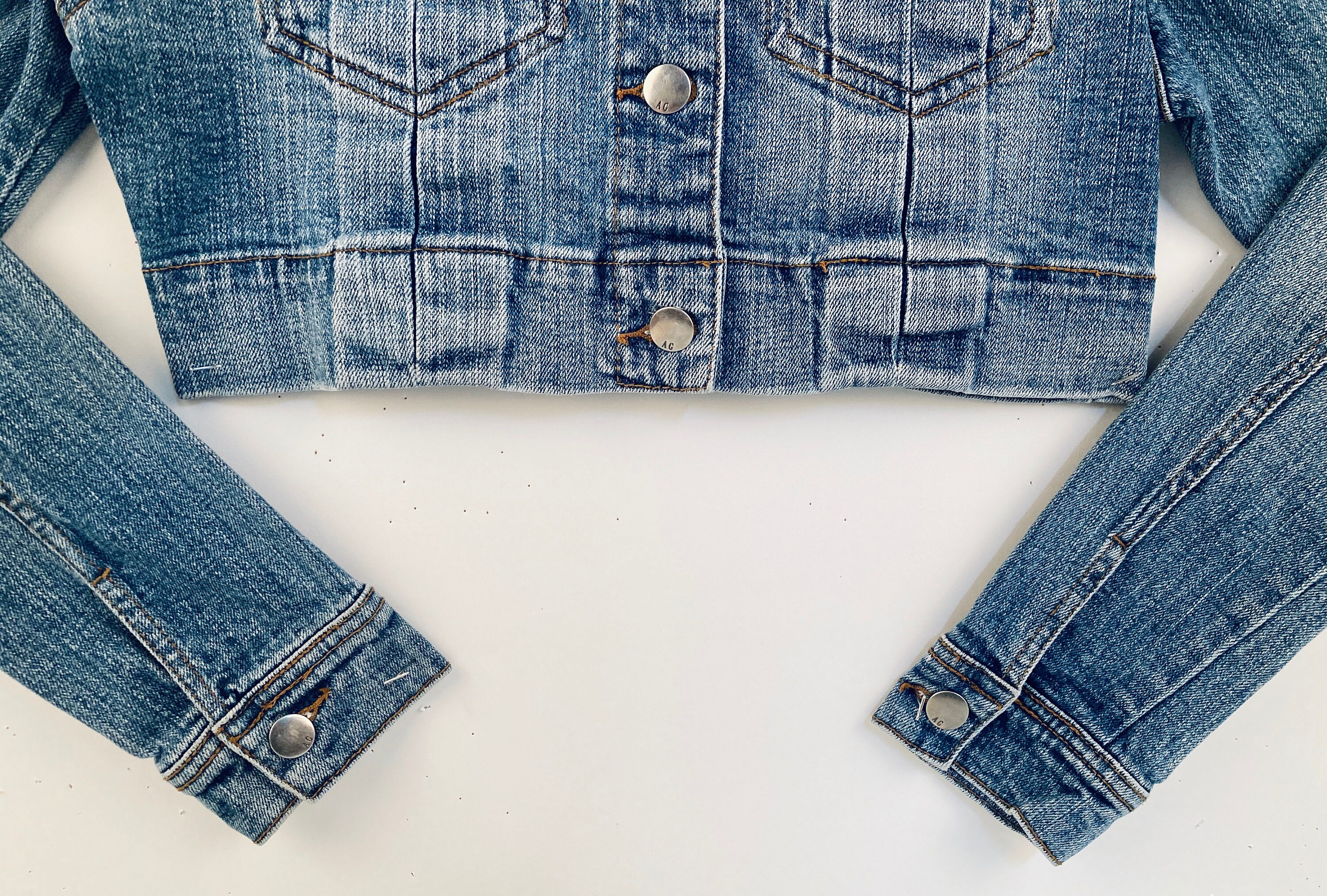 Angel Denim Jacket With Silver Buttons and Two Front Chest Pockets ...