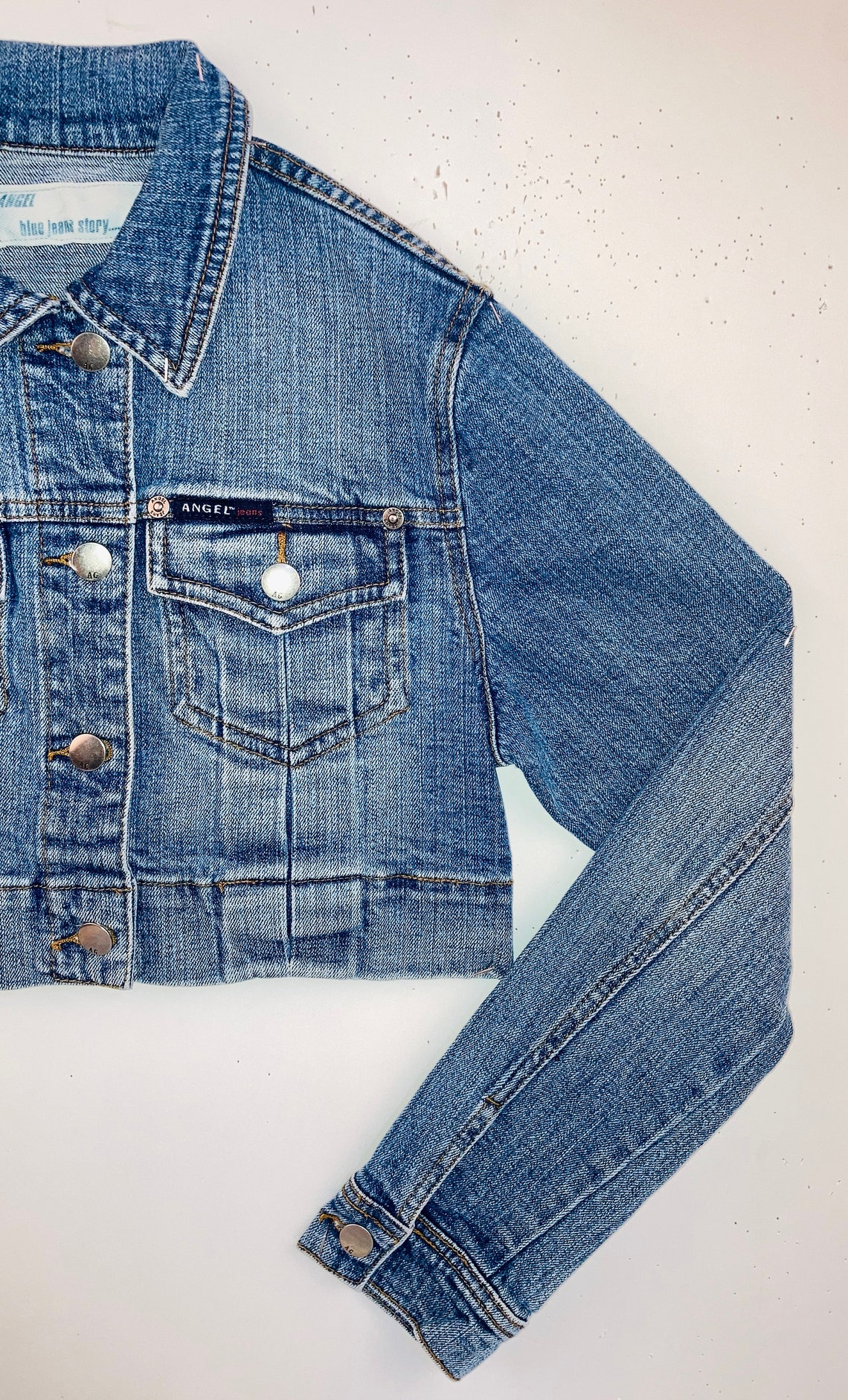 Angel Denim Jacket With Silver Buttons and Two Front Chest Pockets ...