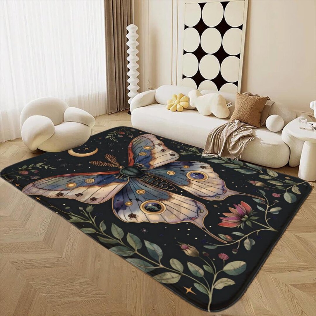 Dark Academia Luna Moth Rug, Gothic Cottagecore Butterfly Decor Rug ...