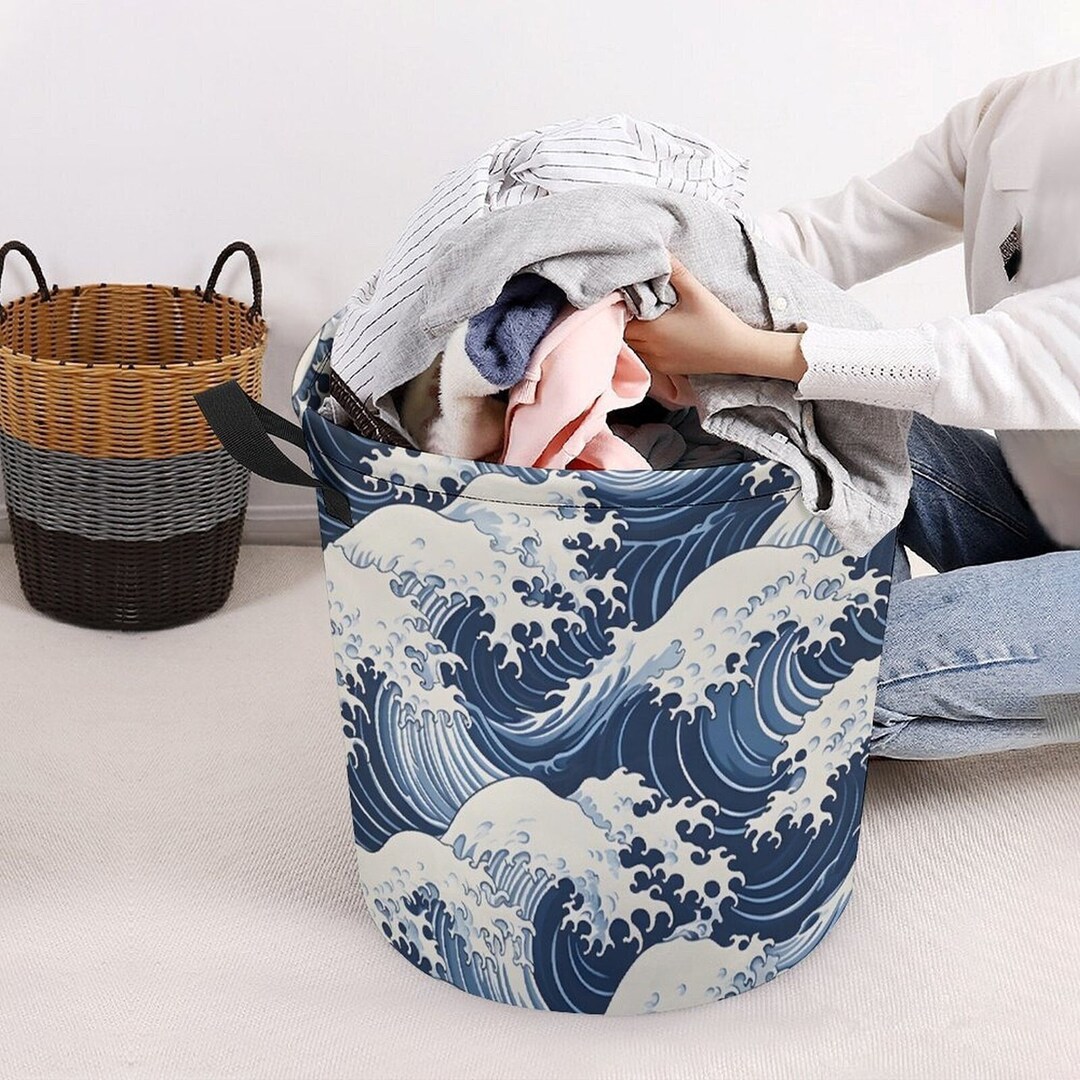 The Great Wave off Kanagawa Laundry Hamper, Japanese Ocean Laundry ...