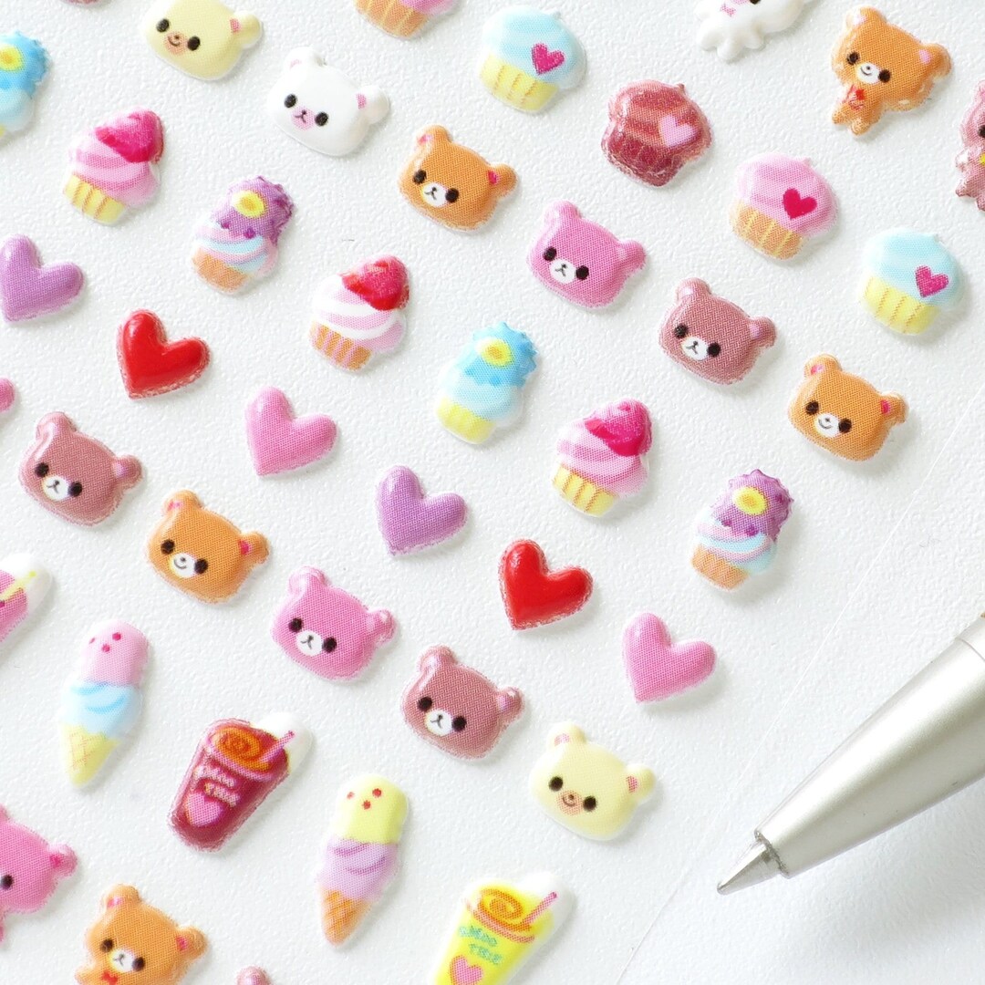 Mini 3D Sticker Sheet Journaling Stickers, Animals, Bear, Sweets, Cute ...