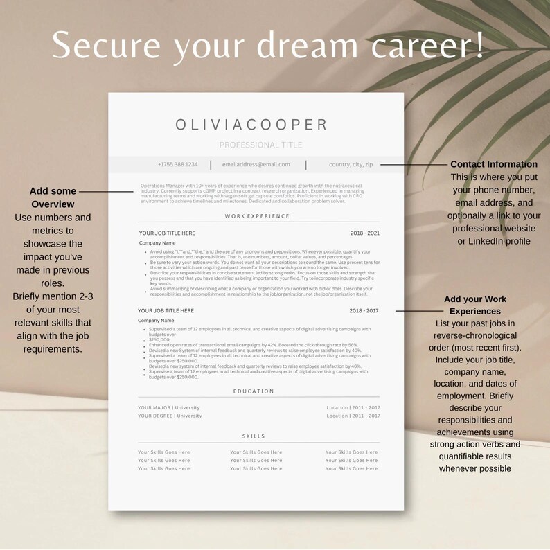ATS Friendly Resume Template Word, Pages, Google Docs, ATS Resume, ATS ...