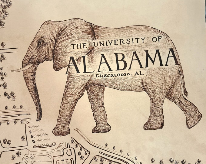 The University of Alabama Campus Map - Fine Art Print - Etsy