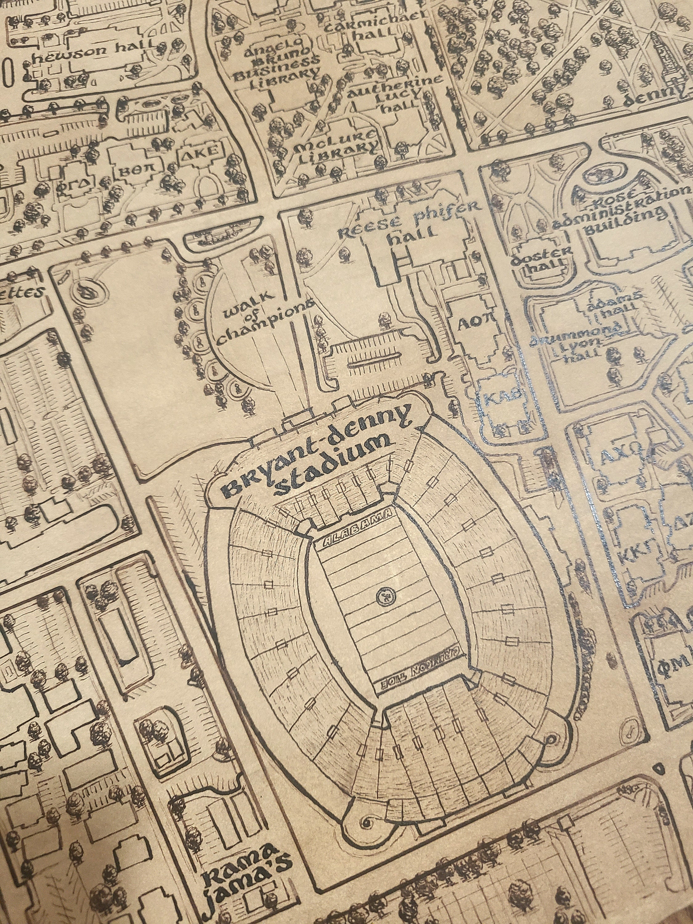 The University of Alabama Campus Map - Fine Art Print - Etsy