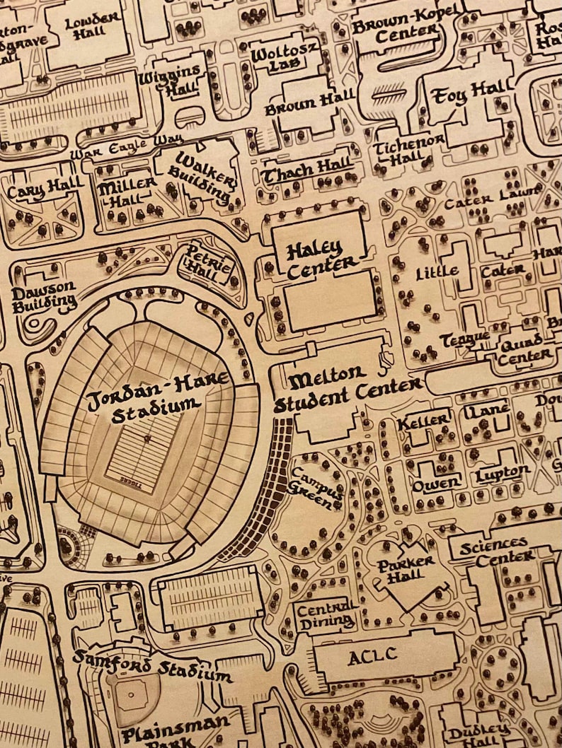 Auburn University Campus Map - Fine Art Print - Etsy