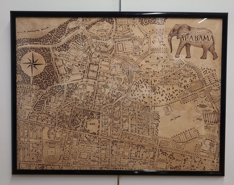 The University of Alabama Campus Map - Fine Art Print - Etsy