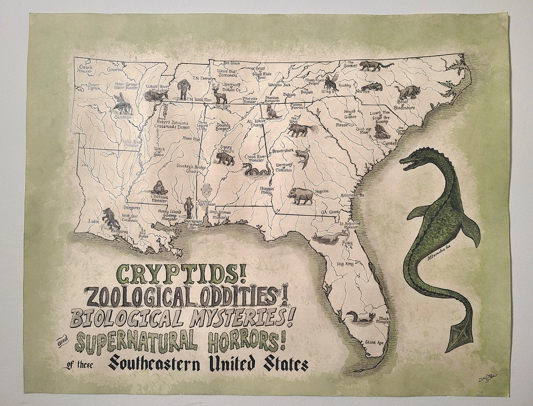 Cryptids of the Southeast - Fine Art Print - Etsy