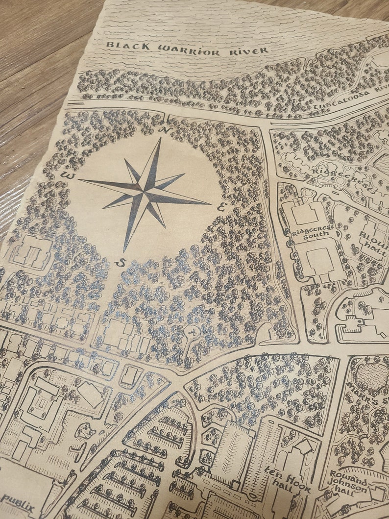 The University of Alabama Campus Map - Fine Art Print - Etsy