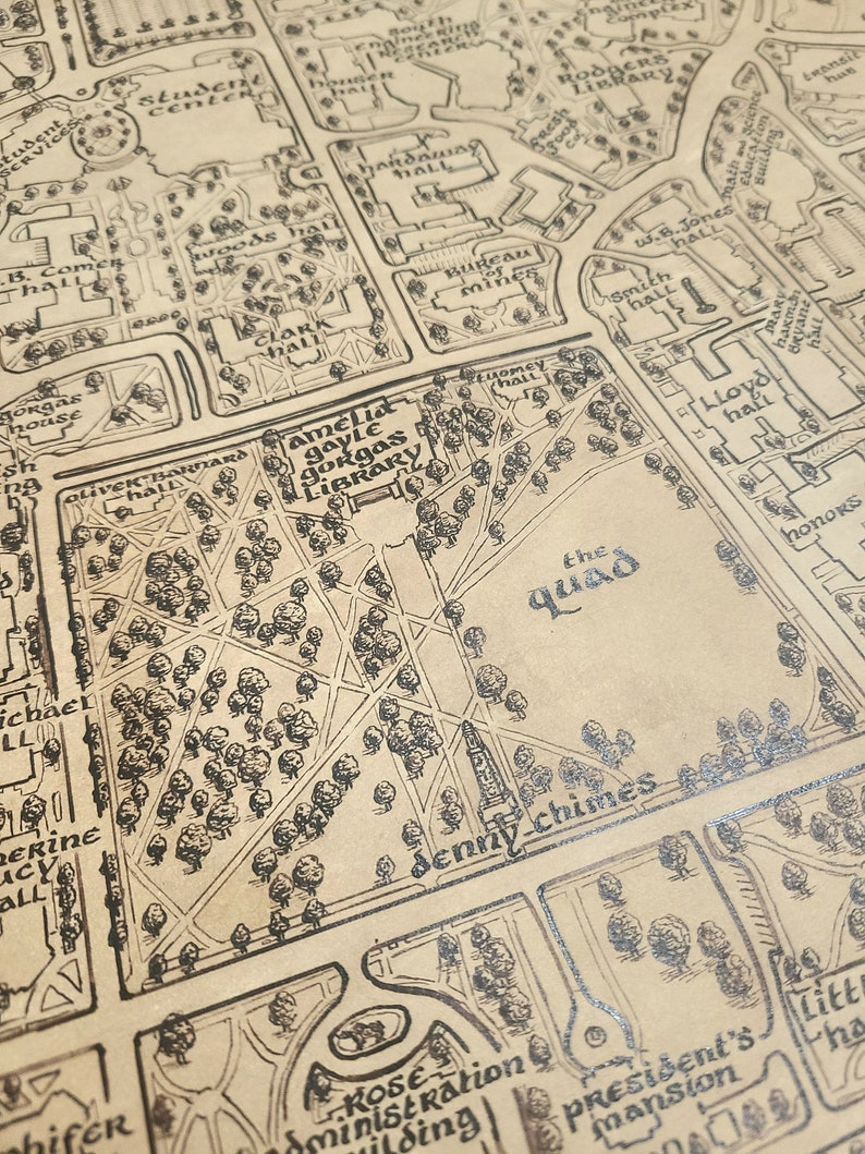 The University of Alabama Campus Map - Fine Art Print - Etsy