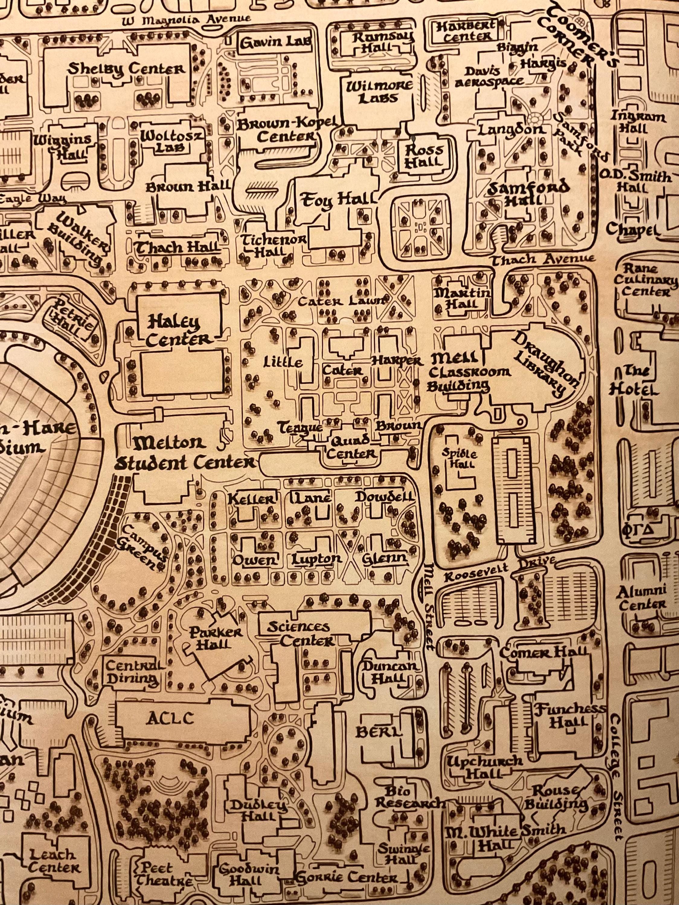 Auburn University Campus Map - Fine Art Print - Etsy