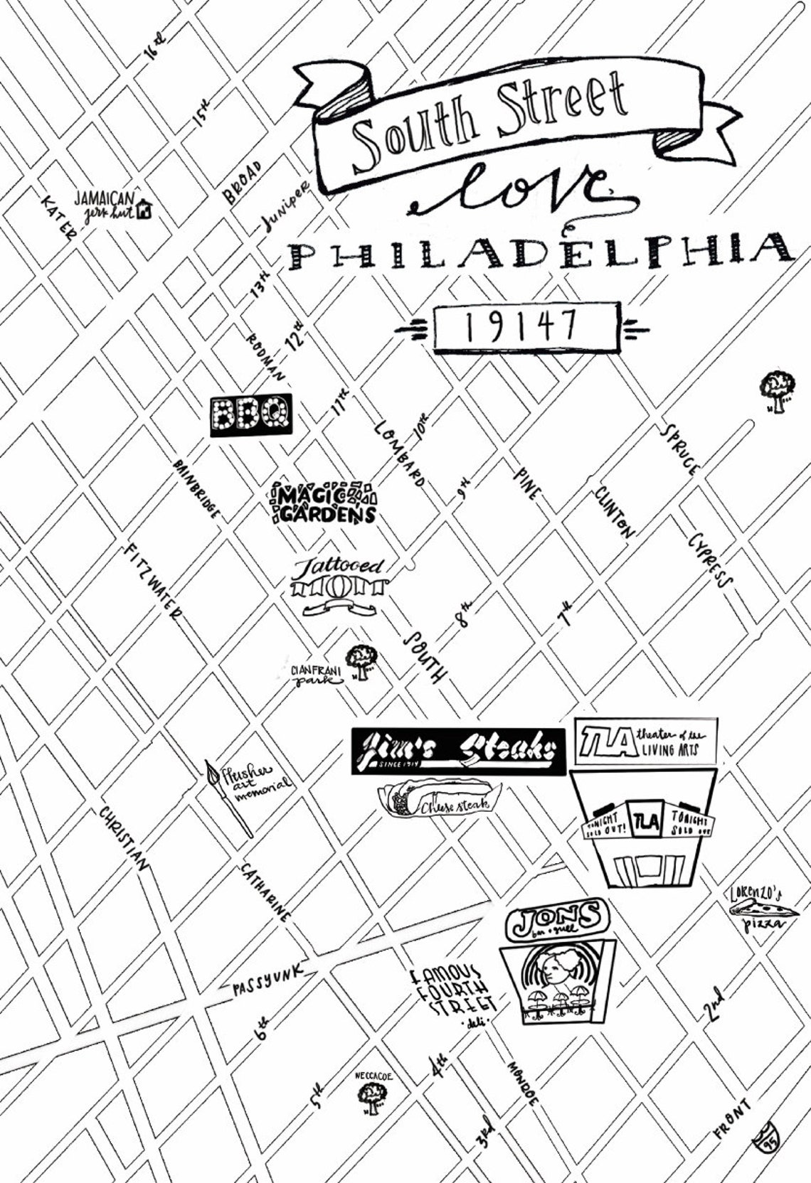 South Street Philadelphia Map - Digital Download PDF - Etsy