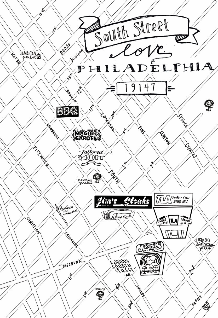 South Street Philadelphia Map - Digital Download PDF - Etsy