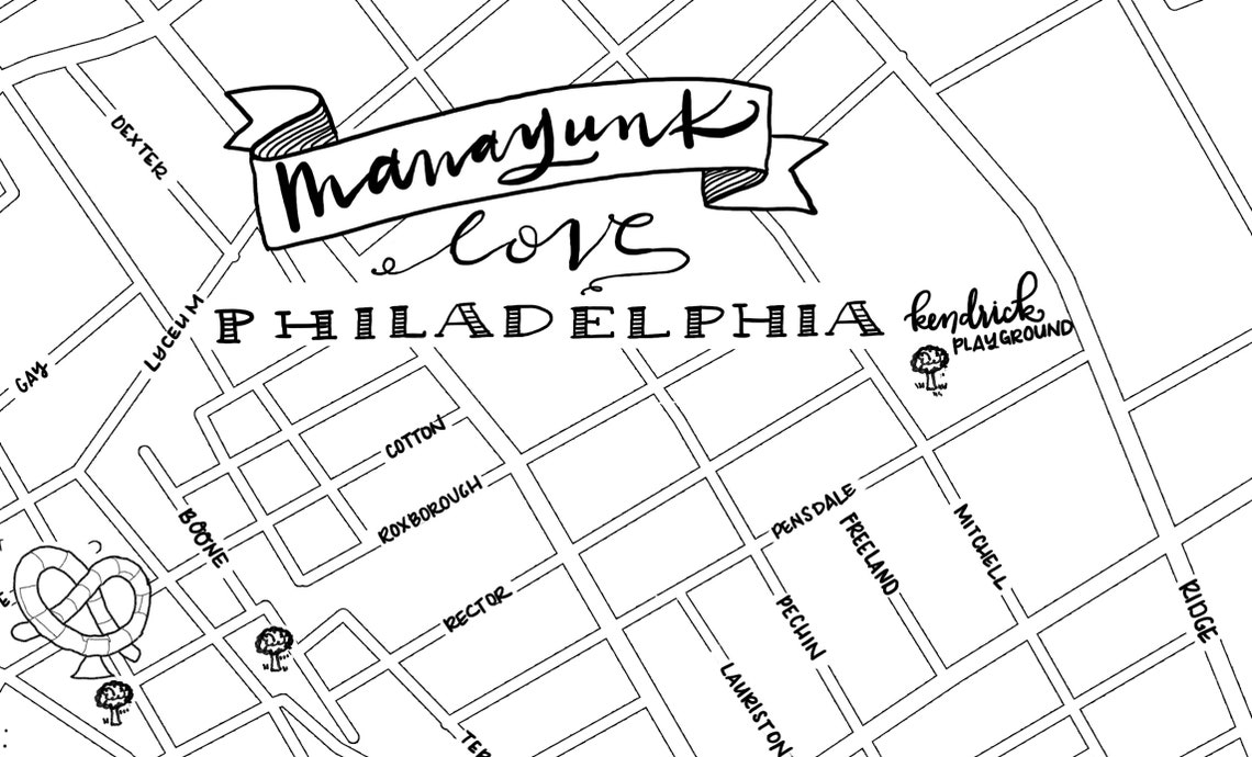 Manayunk Philadelphia Map Digital Download PDF | Etsy