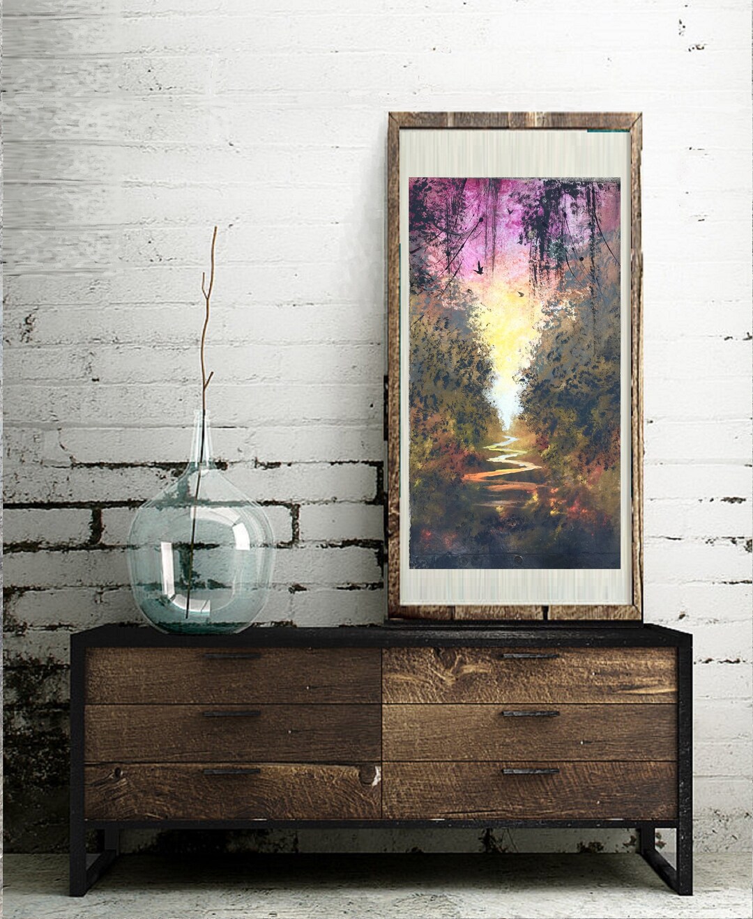 Light Path. Original Painting on Artisan, Handmade, Thick, Paper Sheet ...