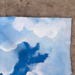 Cloudy Blue Sky. Large, Original Painting Mixed, Media on Artisan ...