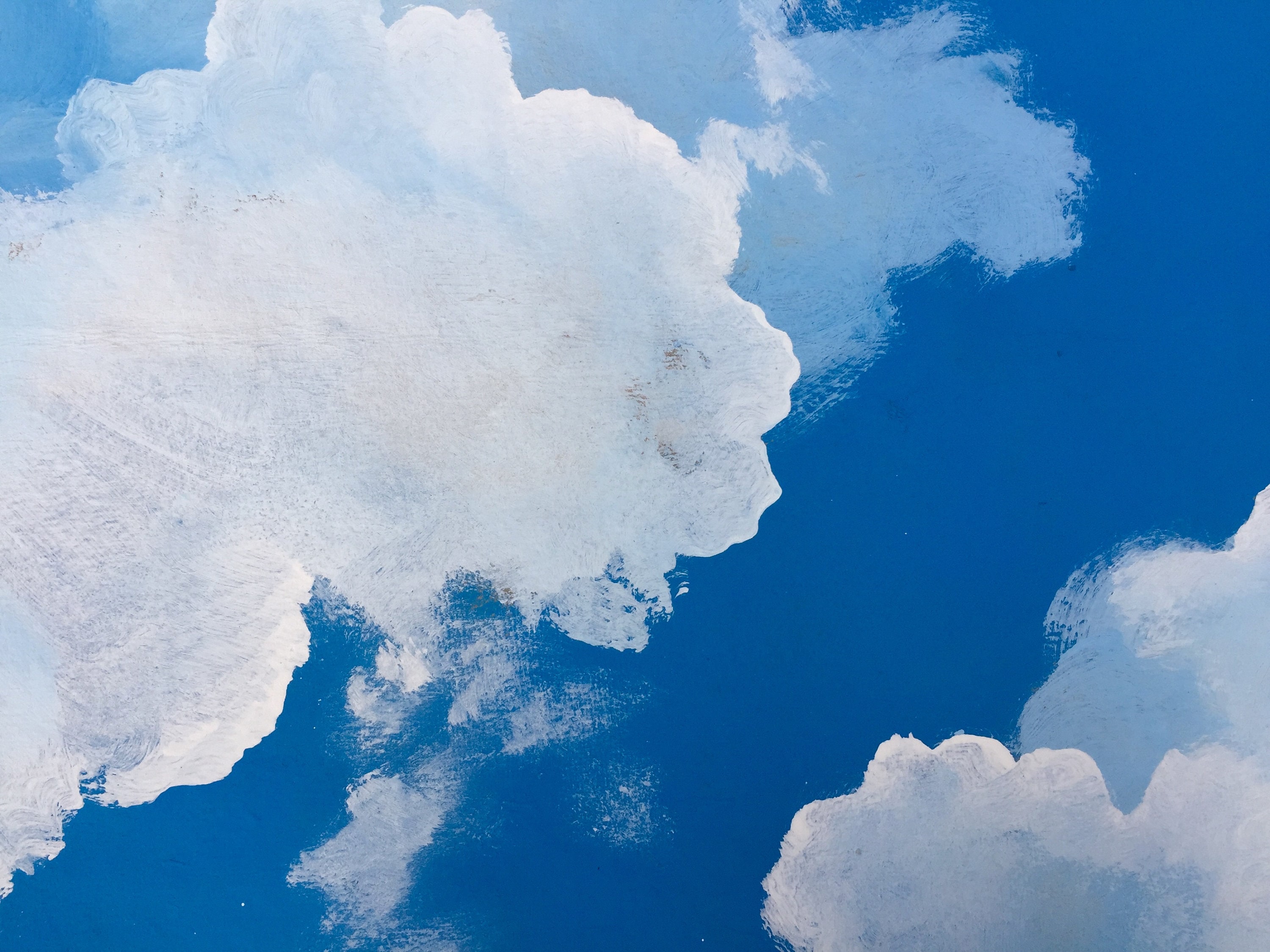 Cloudy Blue Sky. Large, Original Painting Mixed, Media on Artisan ...