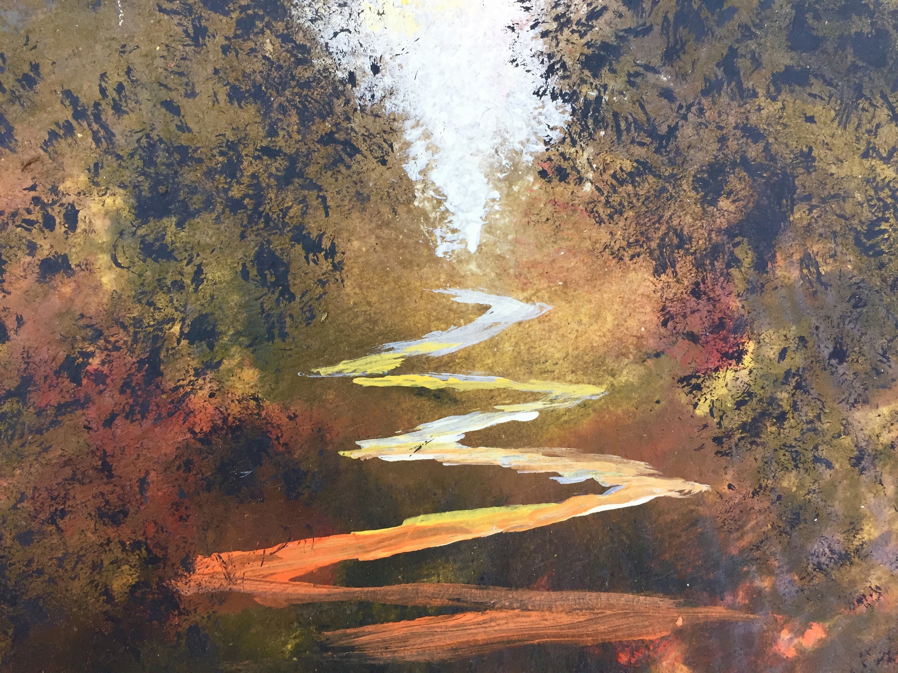 Light Path. Original Painting on Artisan, Handmade, Thick, Paper Sheet ...