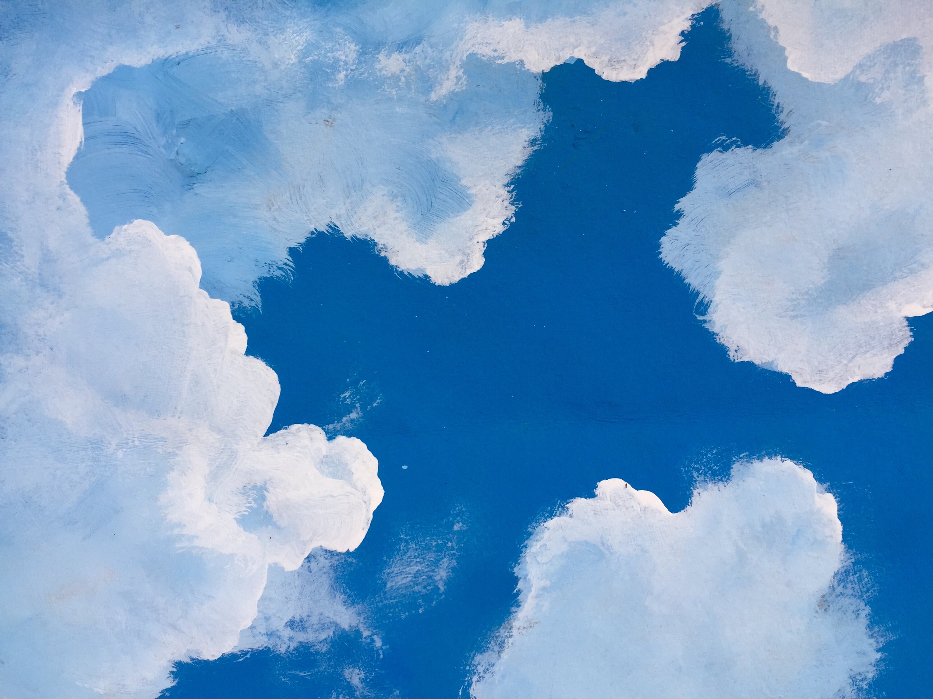 Cloudy Blue Sky. Large, Original Painting Mixed, Media on Artisan ...