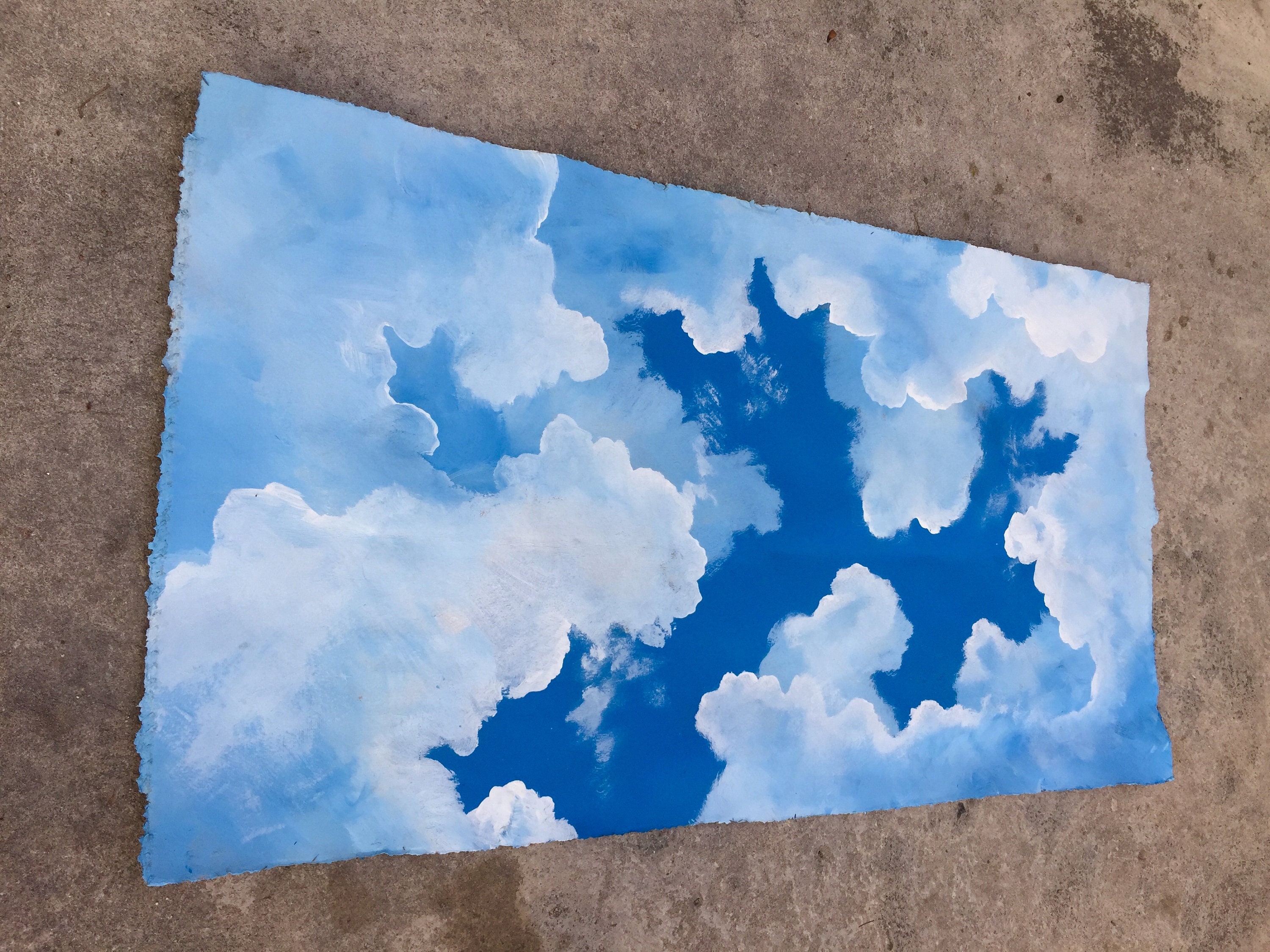 Cloudy Blue Sky. Large, Original Painting Mixed, Media on Artisan ...