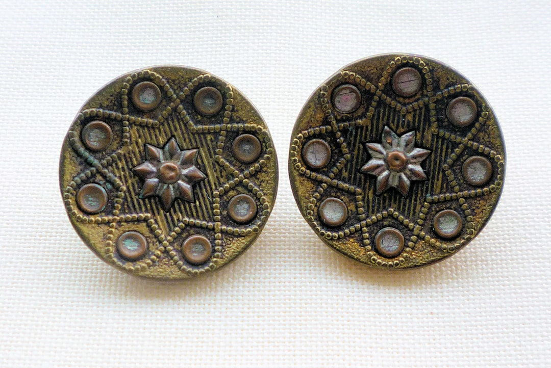 Two Vintage Early 1900's Metal Buttons - Etsy