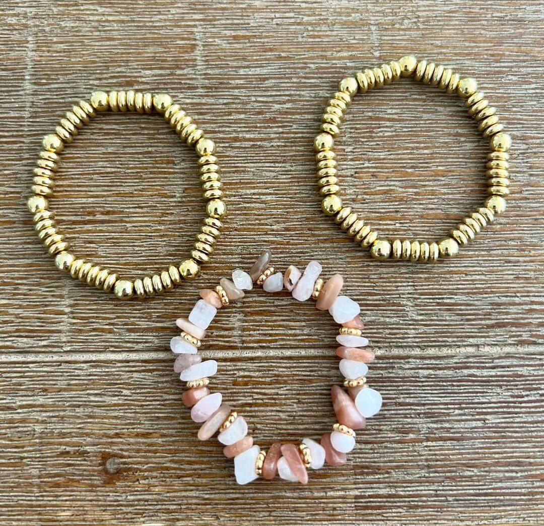 Shell + Gold Stackable Bracelets - Etsy