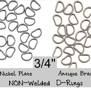 20 PIECES 3/4 Split D Rings, Metal, NON Welded, .75, 19.05mm, NICKEL or ...