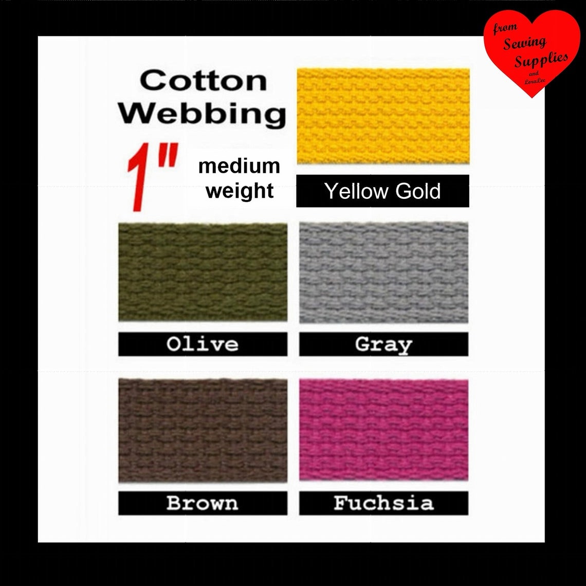 10 Yards 1 COTTON Webbing Strap Medium Weight | Etsy