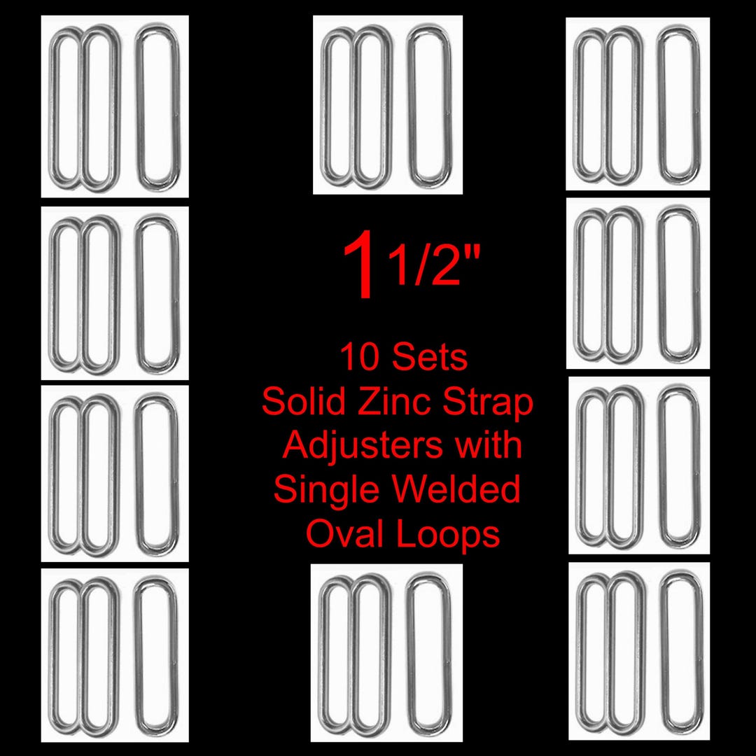 10 Sets 1.5 ZINC Slide and Welded Oval Loops, Nickel Plate Chose Either ...
